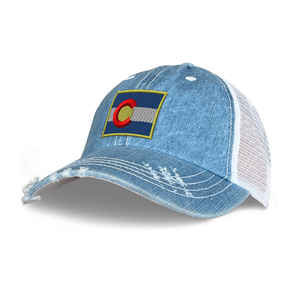 Denim Jean Baseball Cap Colorado Flag State Cotton Unestructured ...